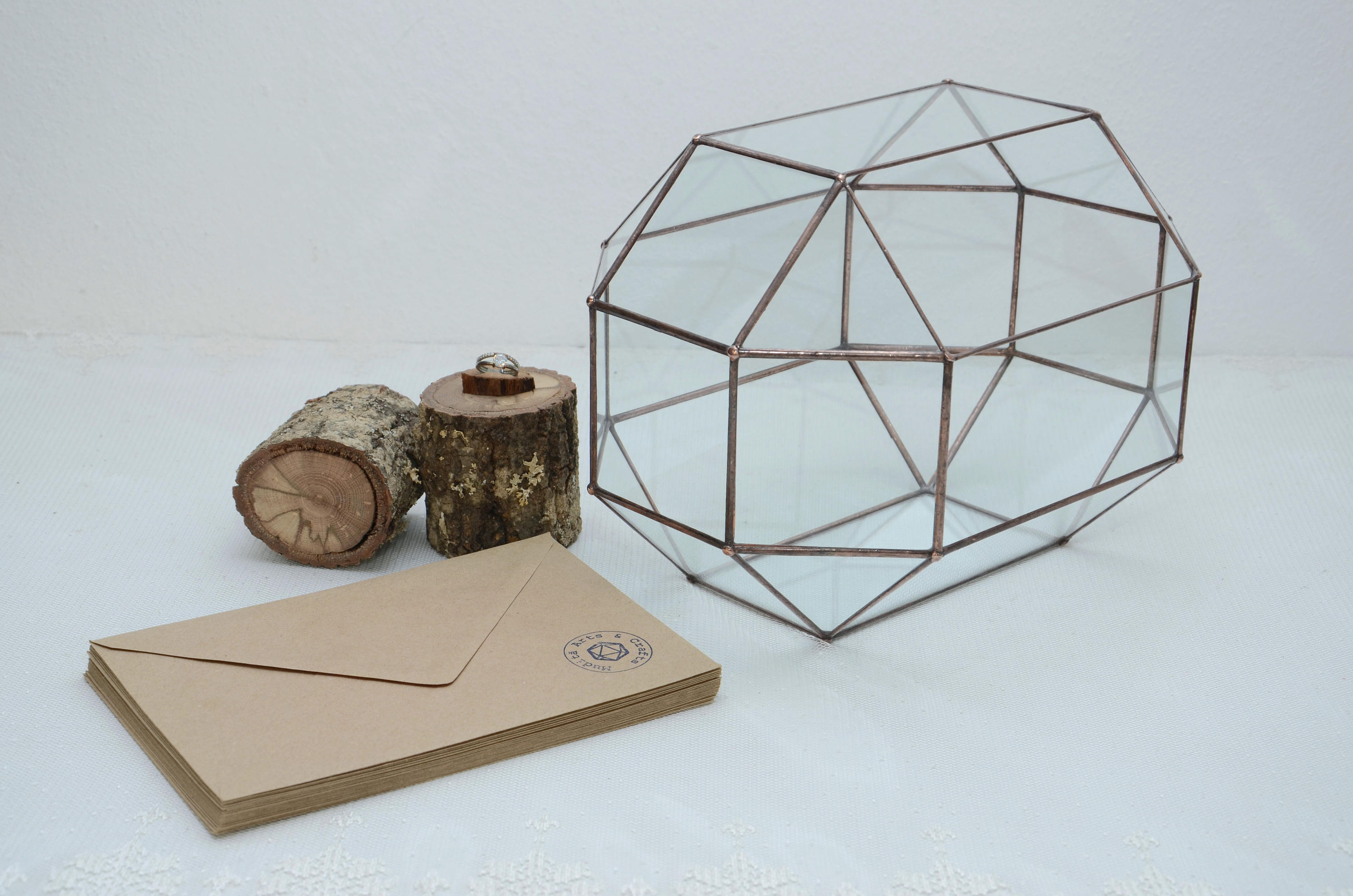 Customized Card Box Large Geometric Box Envelope Holder Rustic | Etsy