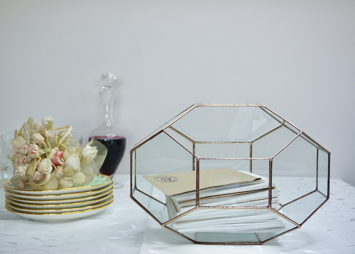 Large Geometric Glass Box Customized Wedding Card Box | Etsy