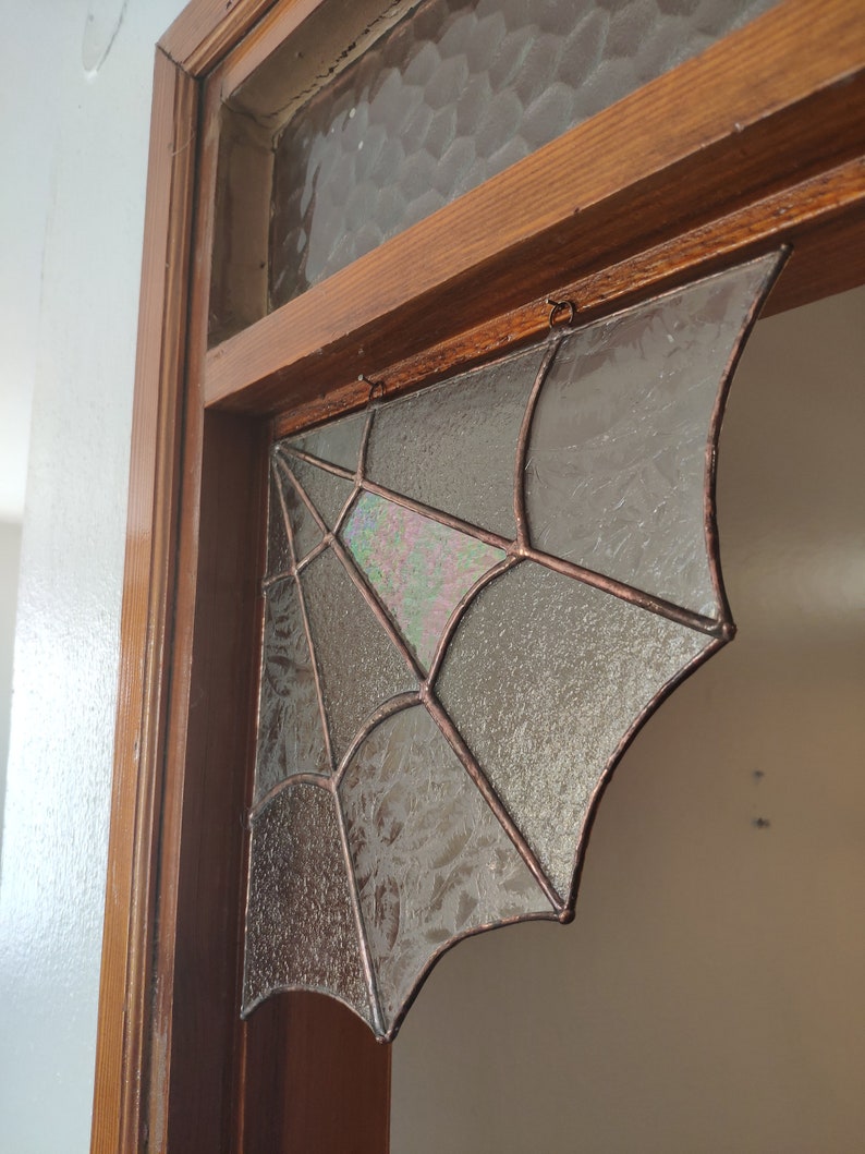 Stained glass spider web for the corners Handmade suncatcher | Etsy