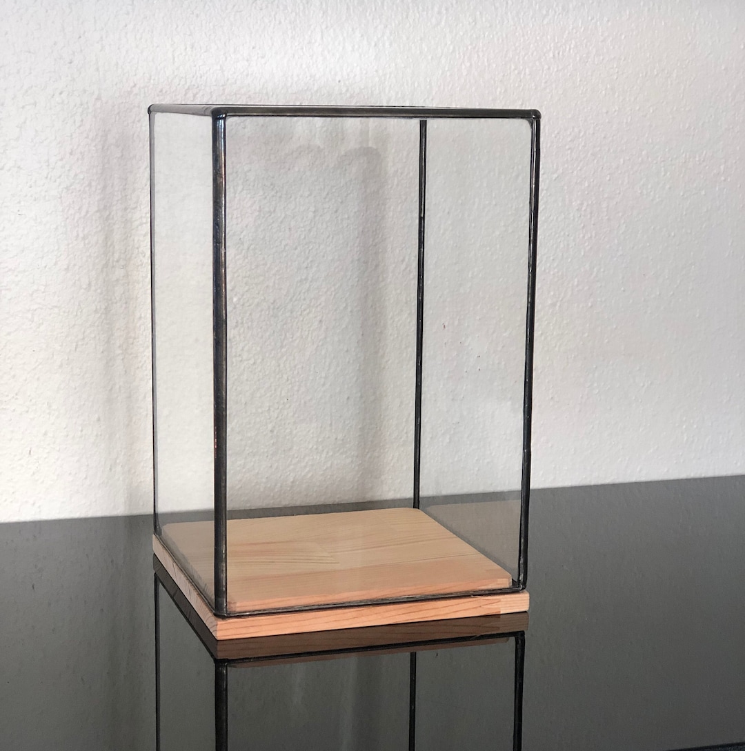 13x13x20cm Stained Glass Box With Wood Stand, Display Box With Wooden ...