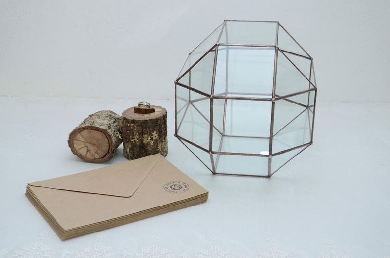 Customized Card Box Large Geometric Box Envelope Holder Rustic | Etsy