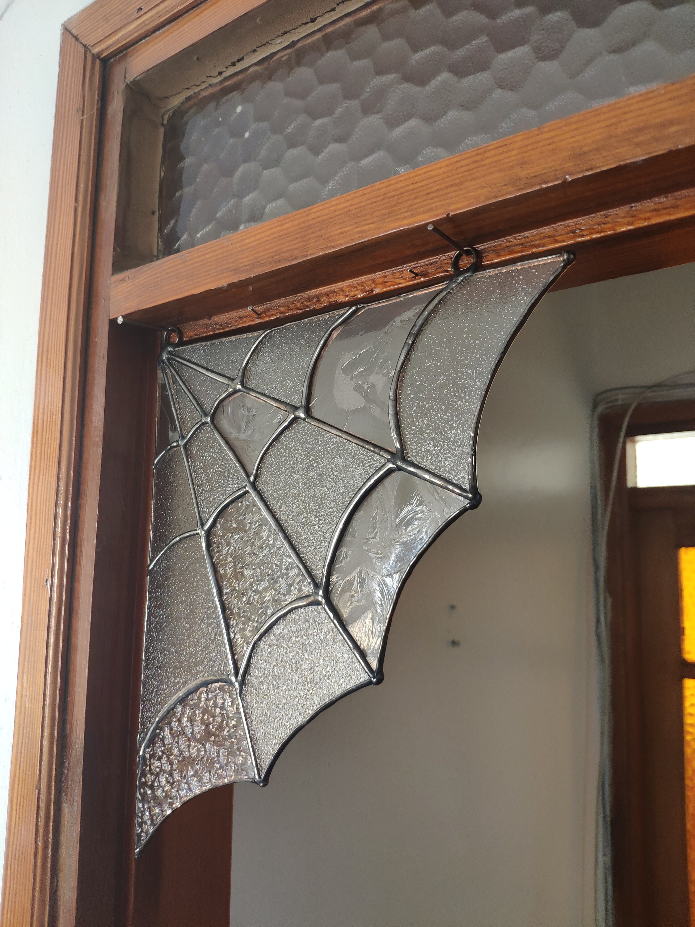 Stained glass spider web for the corners Handmade suncatcher | Etsy