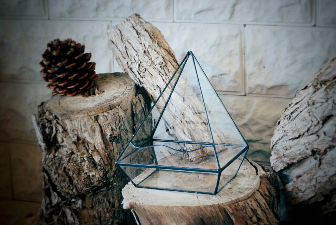 Prism Geometric Glass Terrarium Handmade Glass Box Stained - Etsy
