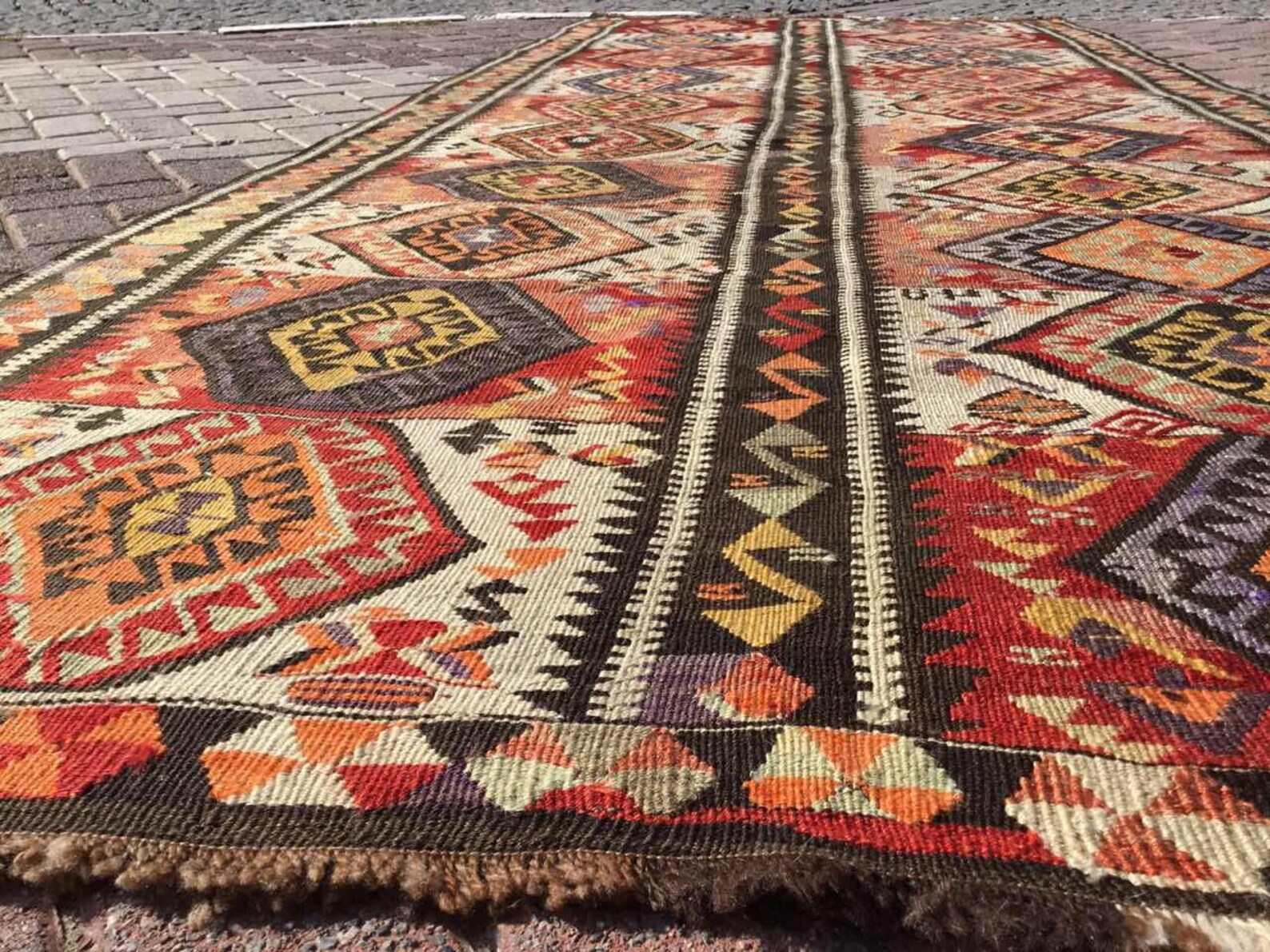 Rug Area rug kilim rug 130 x 56 Muted color | Etsy