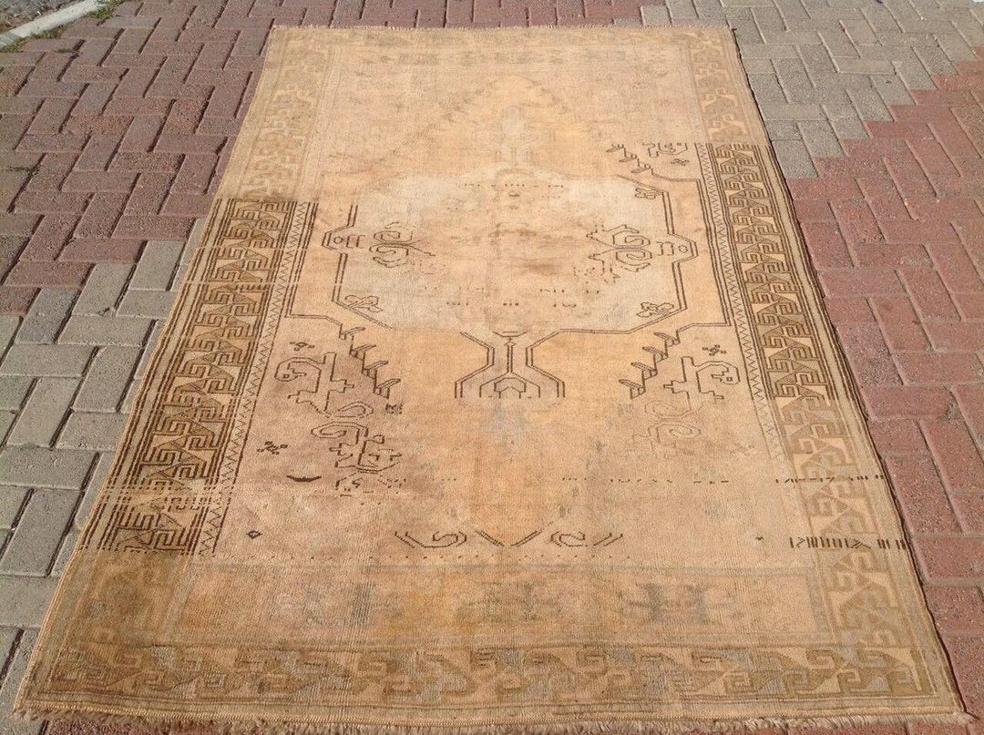 Distressed Rug, Oushak Rug, 101'' X 62 , Muted Color Rug, Brown & Beige ...