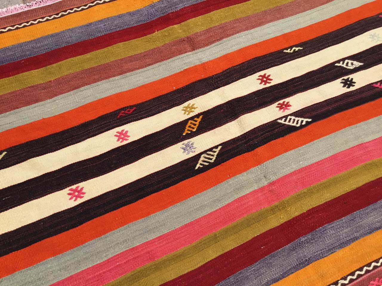 Colorful Striped Rug Kilim Rug Area Rug 125 X | Etsy
