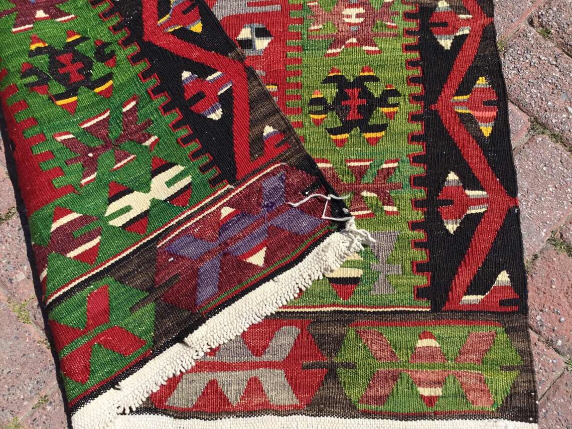 Small Kilim Green Kilim Rug 53.5x38 Vintage - Etsy