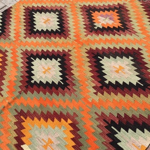 Diamond Design Rug, 88" X 62", Kilim Rug, Vintage Turkish, Rugs, Area ...