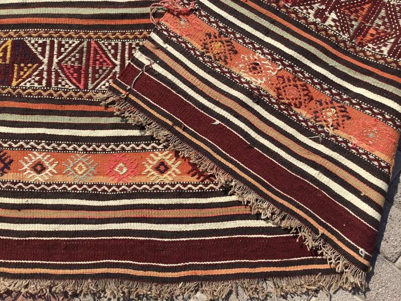 Striped Kilim rug 94 x 63 inches Vintage Turkish | Etsy