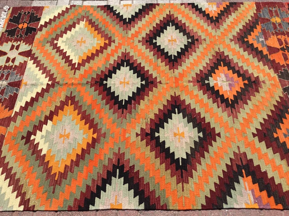 Diamond design rug 88 x 62 kilim rug Vintage | Etsy