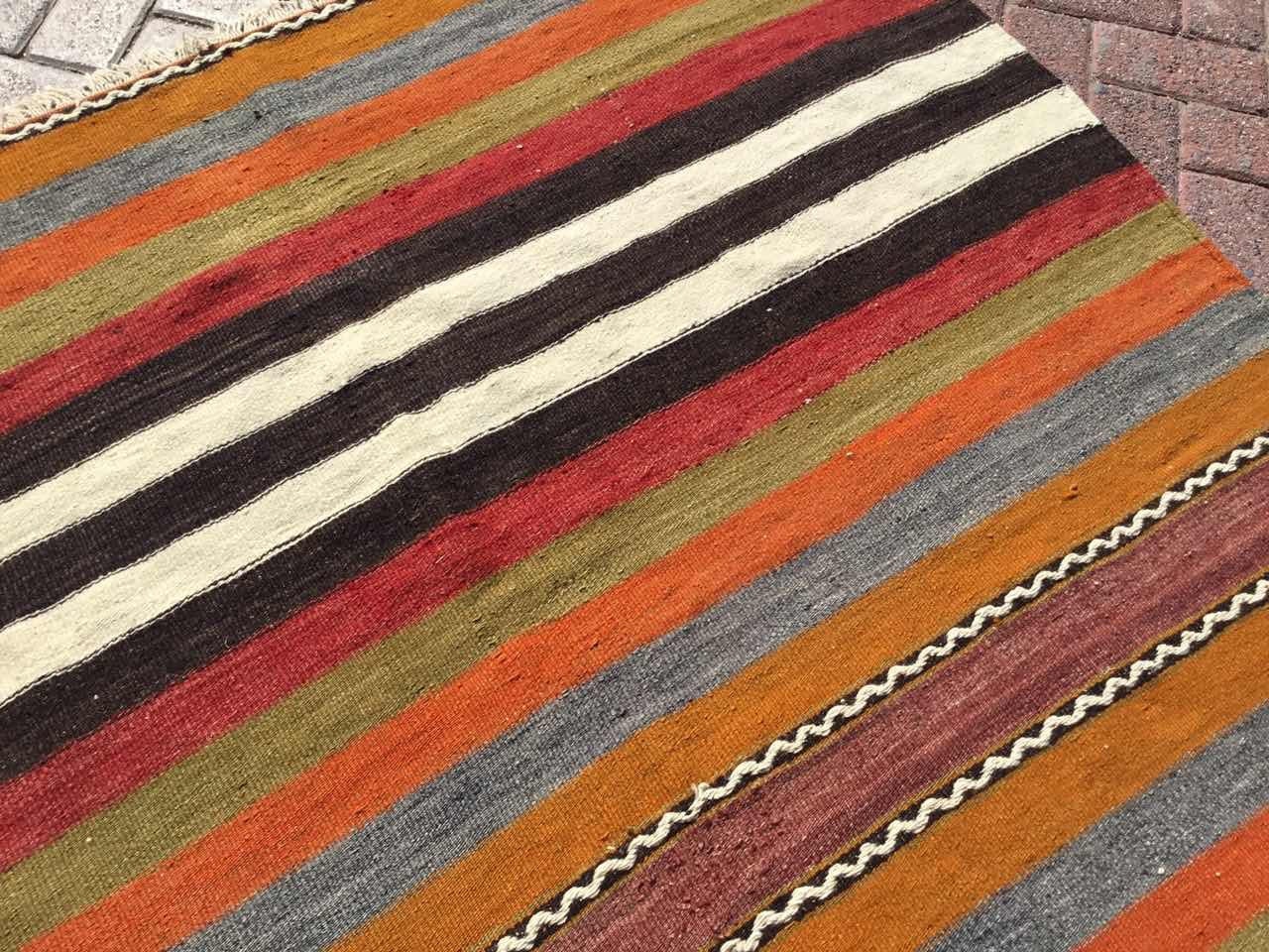 Striped Kilim Rug Orange Area Rug 103 X 61 | Etsy