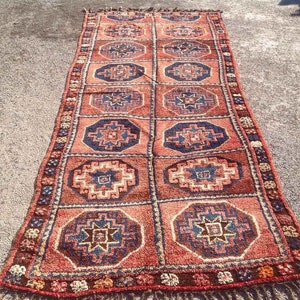 Vintage Runner Rug, Hand Knotted Rug, Red Runner, Runner, Geometric Rug ...