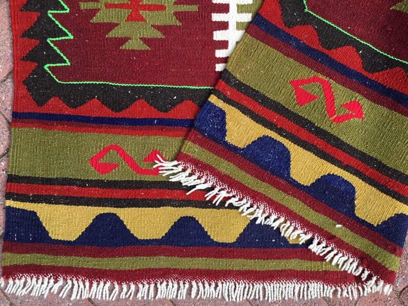 Small Kilim, Green Kilim, 60"x42", Vintage Turkish Kilim Rug, Small ...