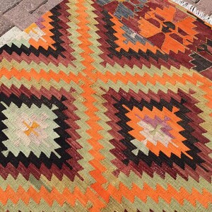 Diamond Design Rug, 88" X 62", Kilim Rug, Vintage Turkish, Rugs, Area ...