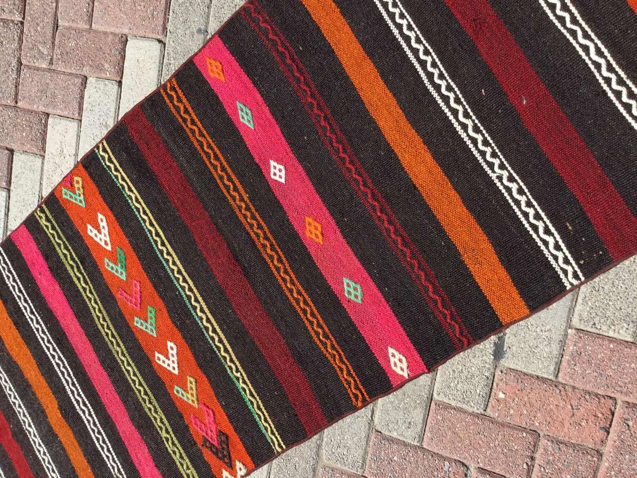 Kitchen Rug, Runner, 93" X 31.5", Vintage Turkish Kilim Runner Rug ...