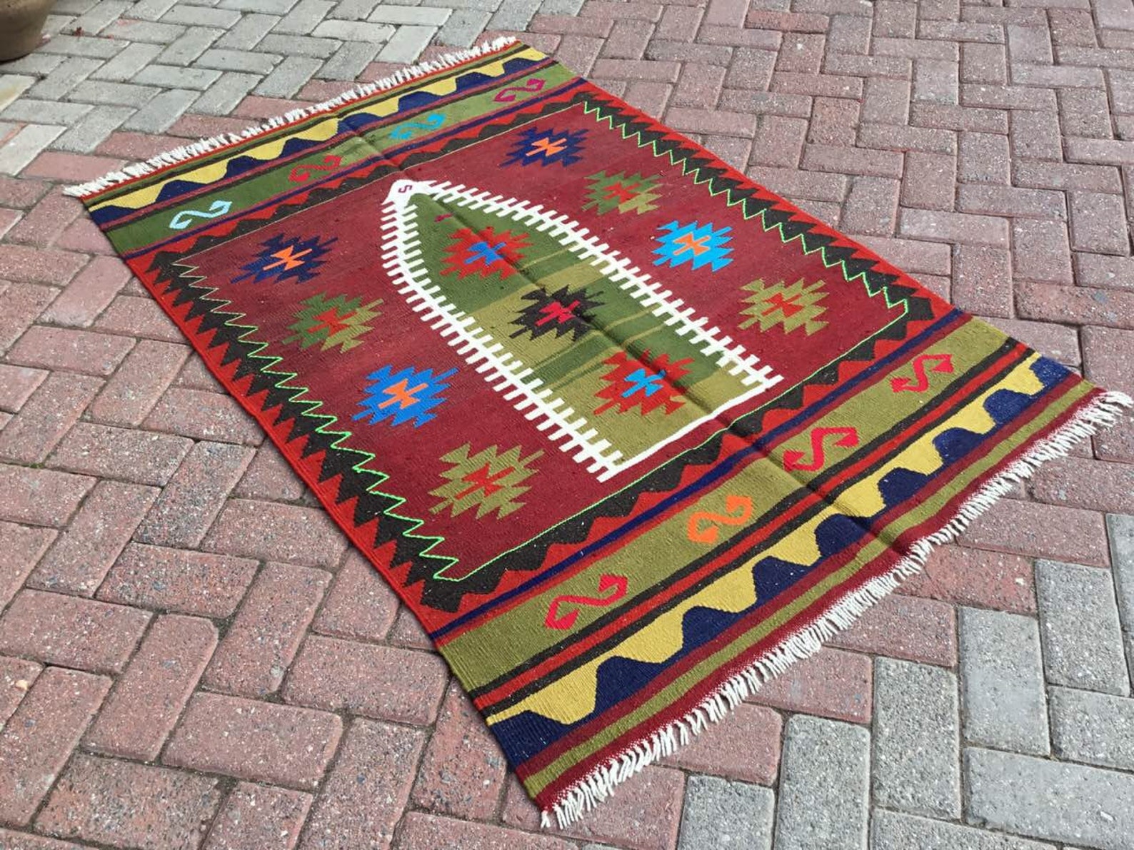 Small Kilim, Green Kilim, 60"x42", Vintage Turkish Kilim Rug, Small ...