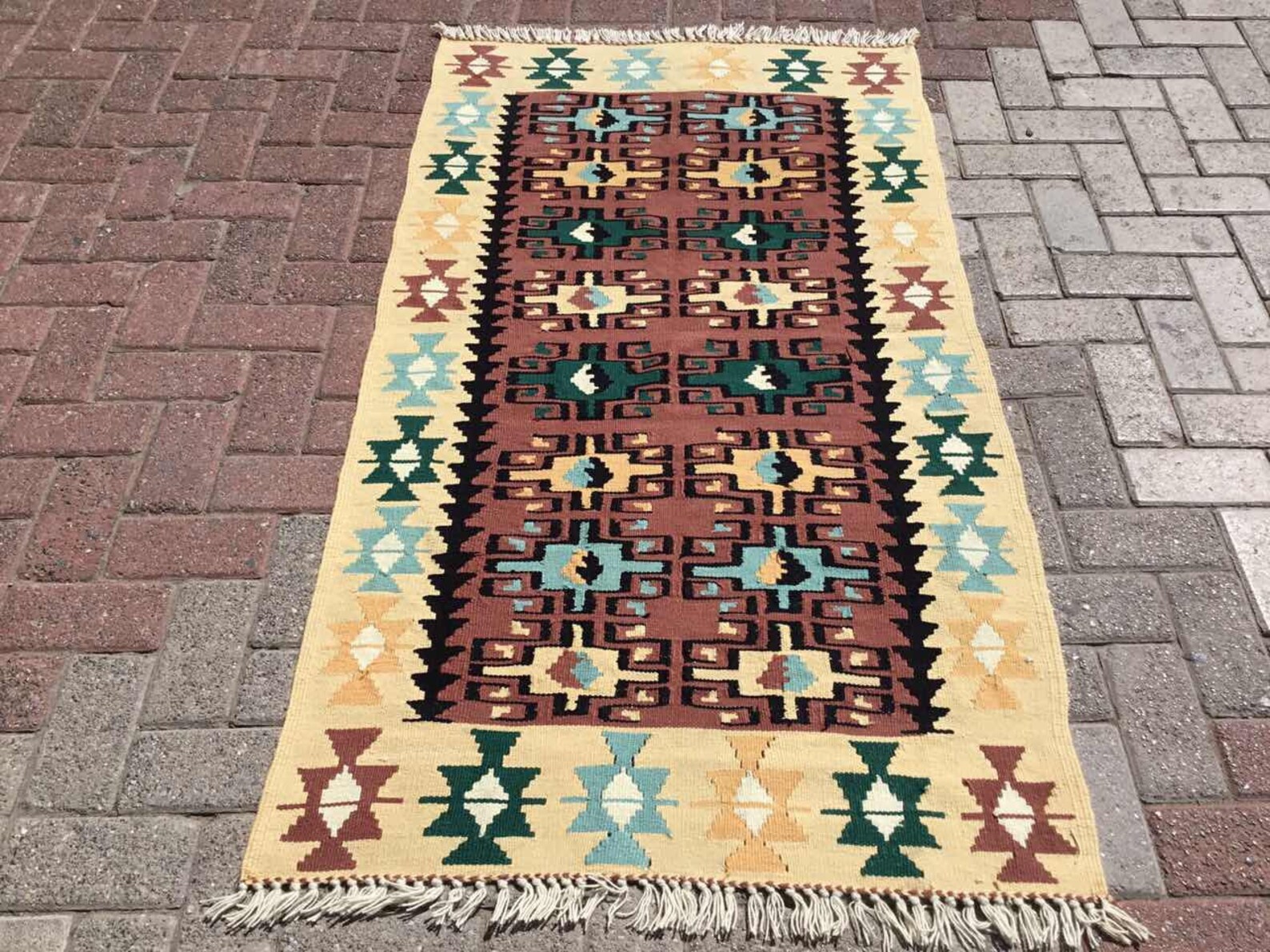 Small Kilim Rug, 64" X 35.5" Entrance Rug, Vintage Turkish Rug, Pastel ...