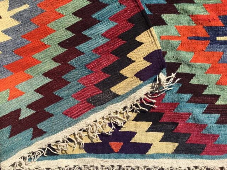 Zig Zag Pattern Area Rug 97.5'' X 76'' Kilim - Etsy