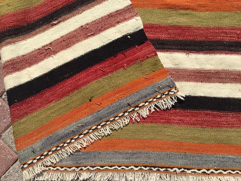 Striped kilim rug orange area rug 103 x 61 | Etsy