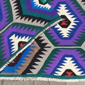 Bright Kilim, Blue Kilim, Purple Kilim, Vintage Turkish Rug, 133.5 X 67 ...