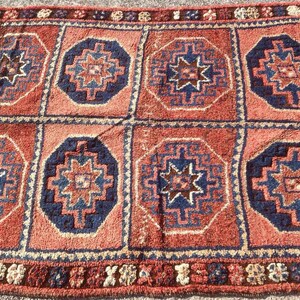 Vintage Runner Rug, Hand Knotted Rug, Red Runner, Runner, Geometric Rug ...