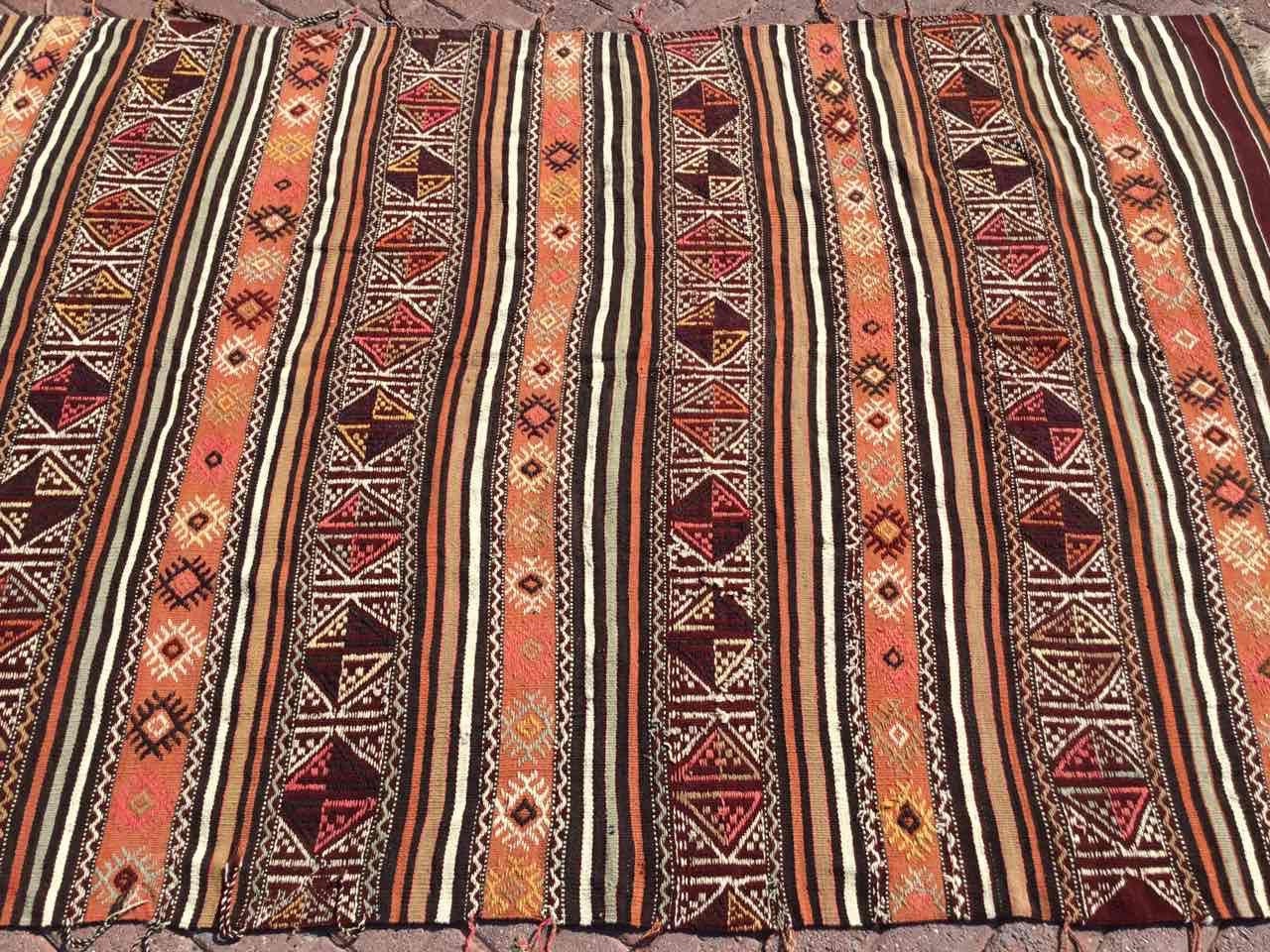 Striped Kilim rug 94 x 63 inches Vintage Turkish | Etsy