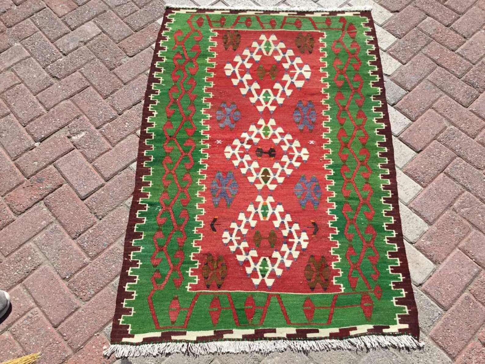 Small Kilim Green Kilim 55x38 Vintage Turkish | Etsy
