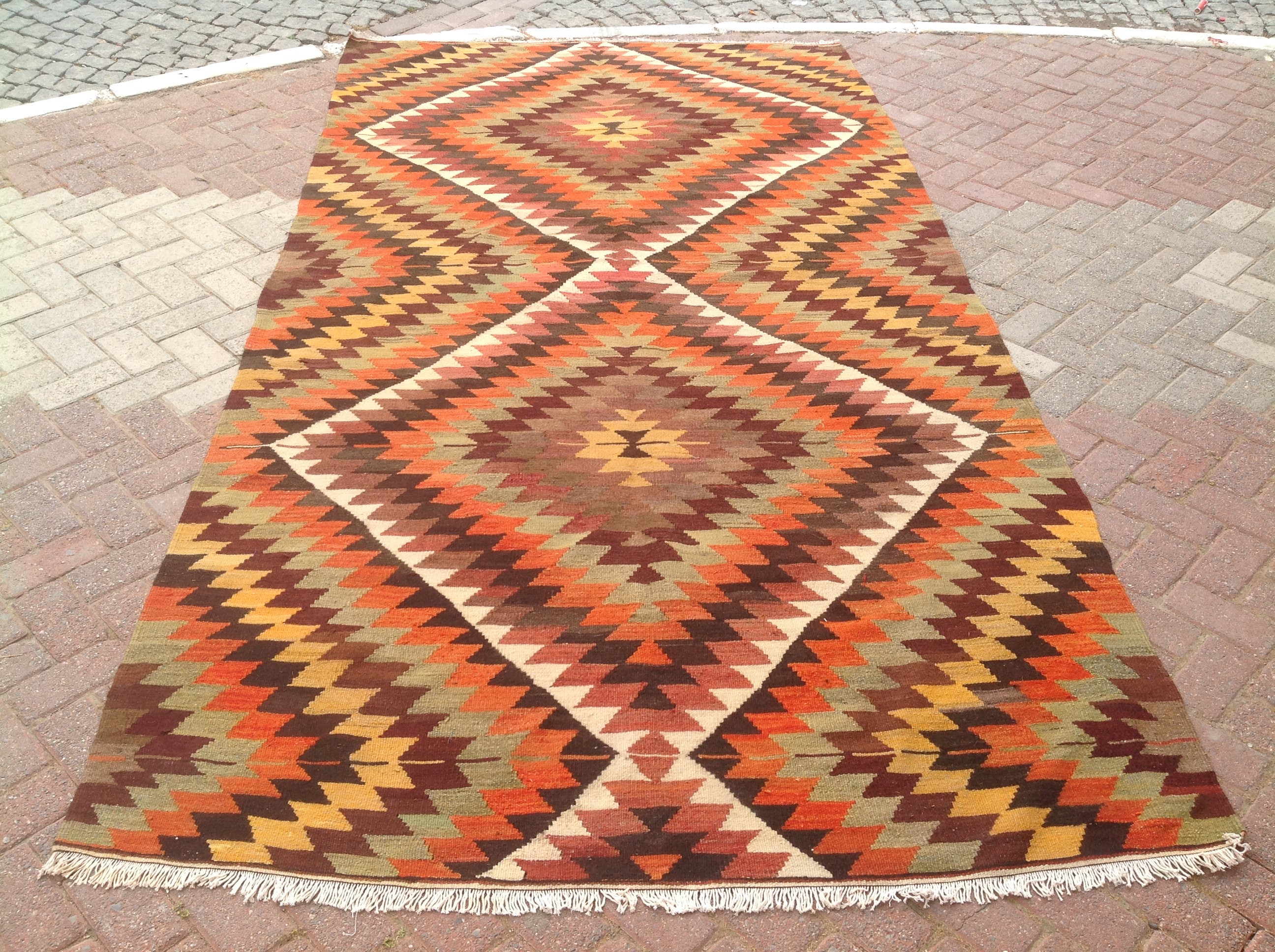Zig Zag Pattern Area Rug 136x70 Kilim Rug - Etsy