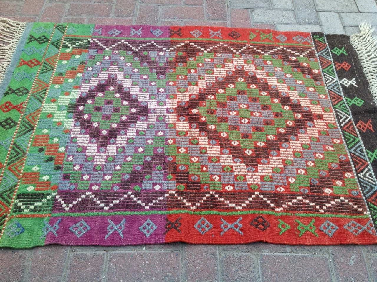 Small Kilim rug Vintage Turkish kilim rug purple and green | Etsy