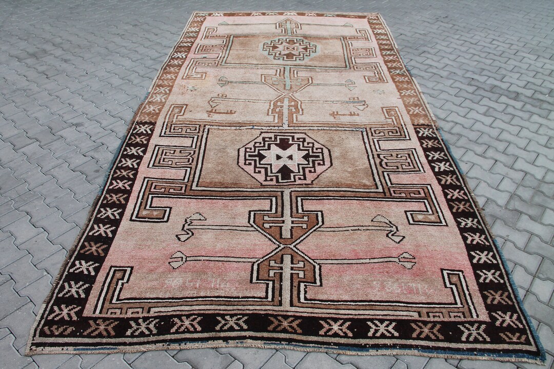 Oversized Salmon Color Vintage Area Rug, 171"x88", Hand Knotted Rug ...
