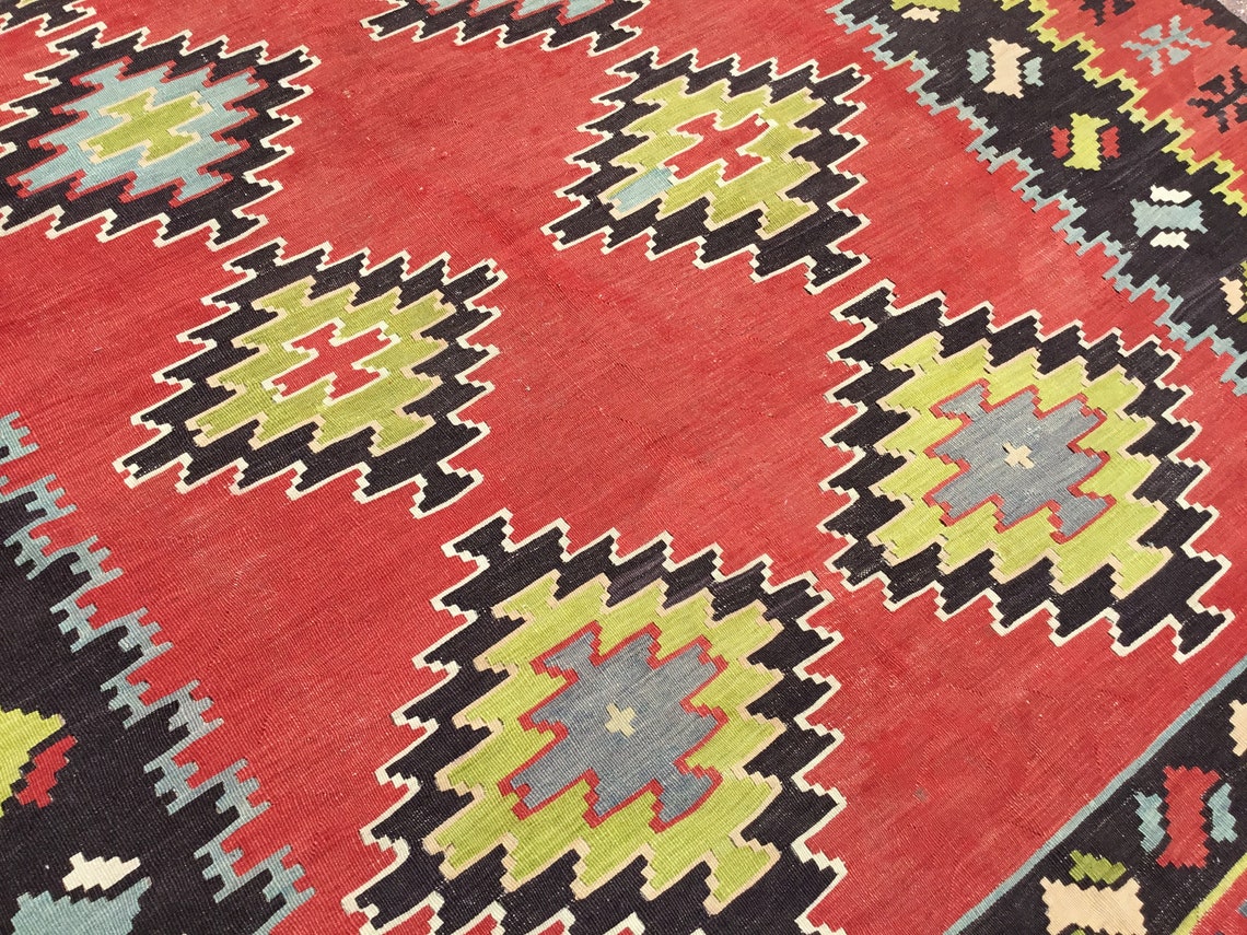 Red Kilim Rug 110x89 Red Rug Red Area Rug - Etsy