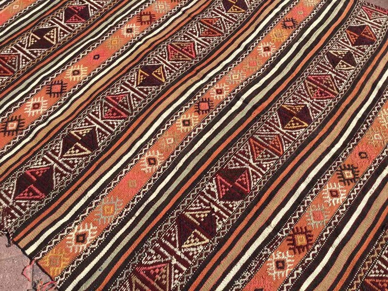 Striped Kilim rug 94 x 63 inches Vintage Turkish | Etsy