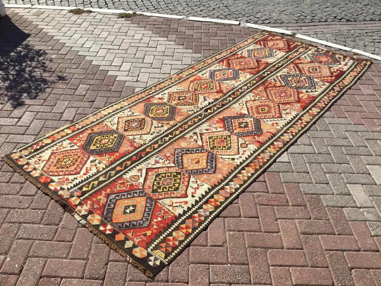 Rug Area rug kilim rug 130 x 56 Muted color | Etsy