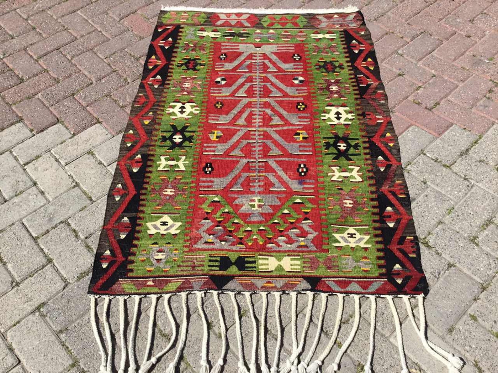 Small Kilim Green Kilim Rug 53.5x38 Vintage - Etsy
