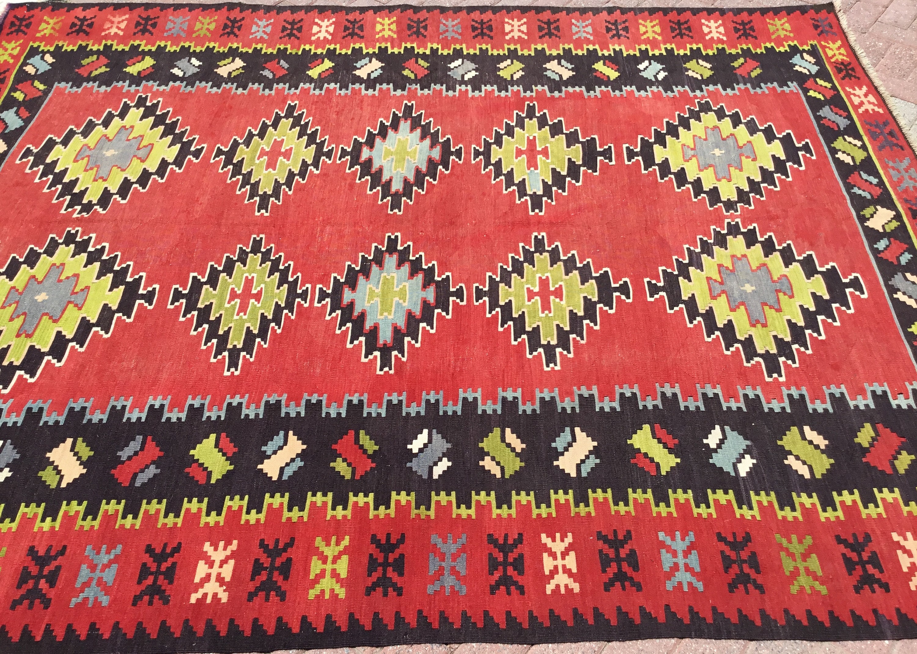 Red Kilim Rug, 110"x89", Red Rug, Red Area Rug, Kilim Rug, Vintage ...