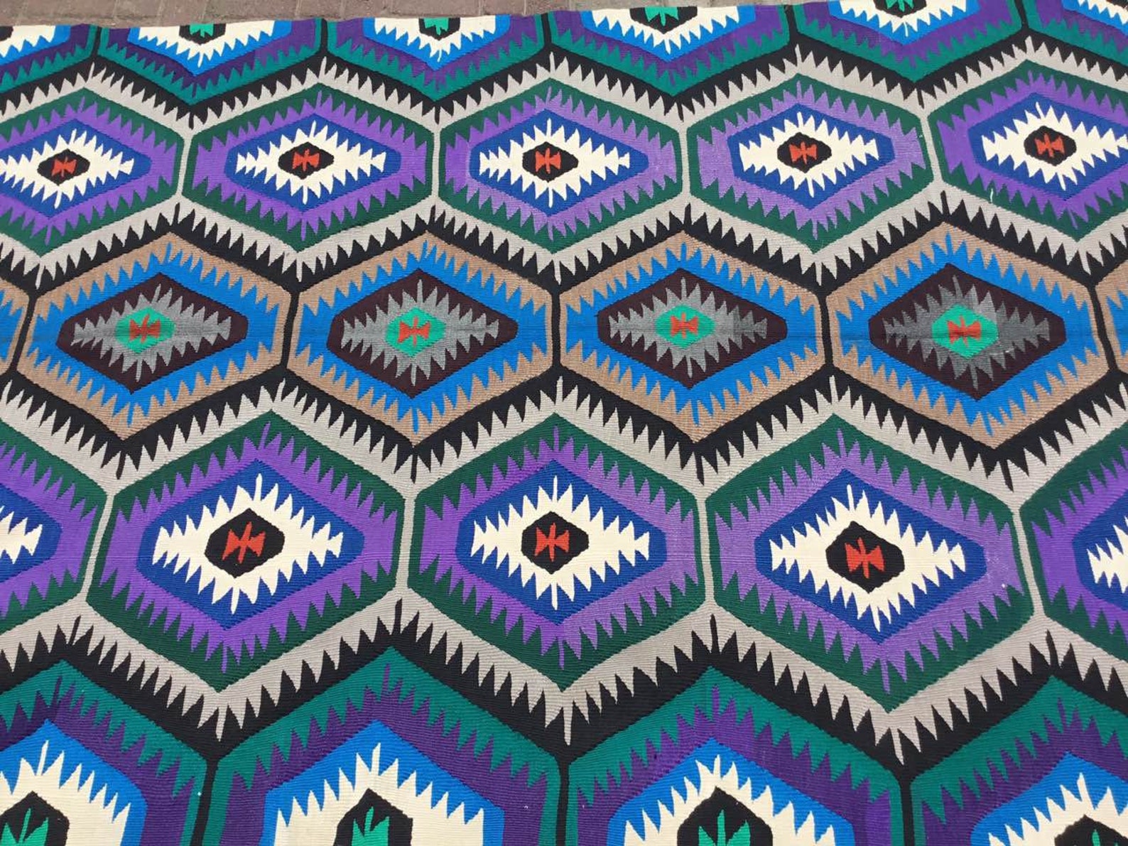 Bright Kilim Blue Kilim Purple Kilim Vintage Turkish Rug - Etsy