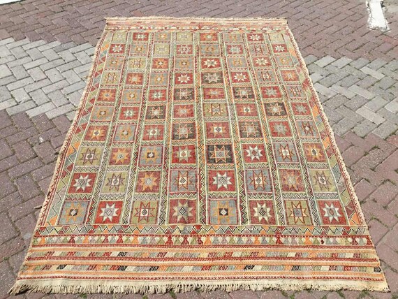 RUSTIC Area Rug 109 X 71 Muted Color Kilim Rug | Etsy
