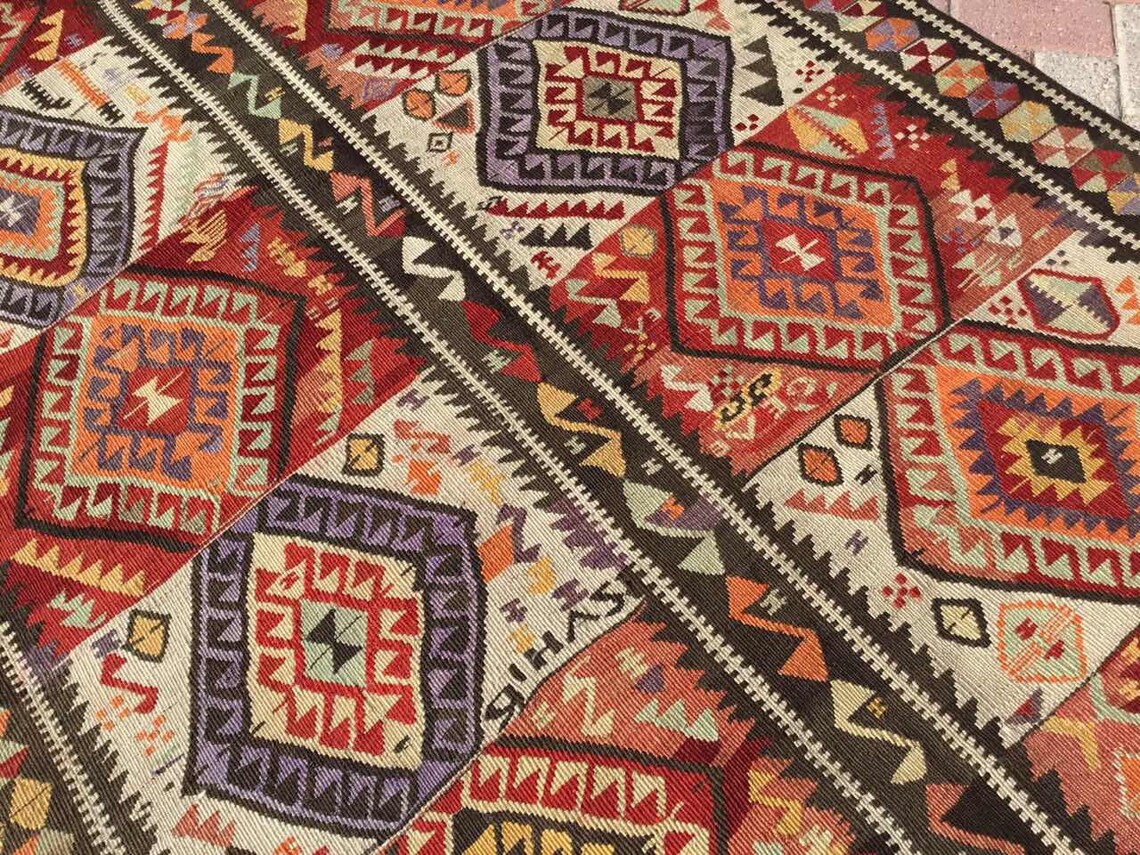 Rug Area rug kilim rug 130 x 56 Muted color | Etsy