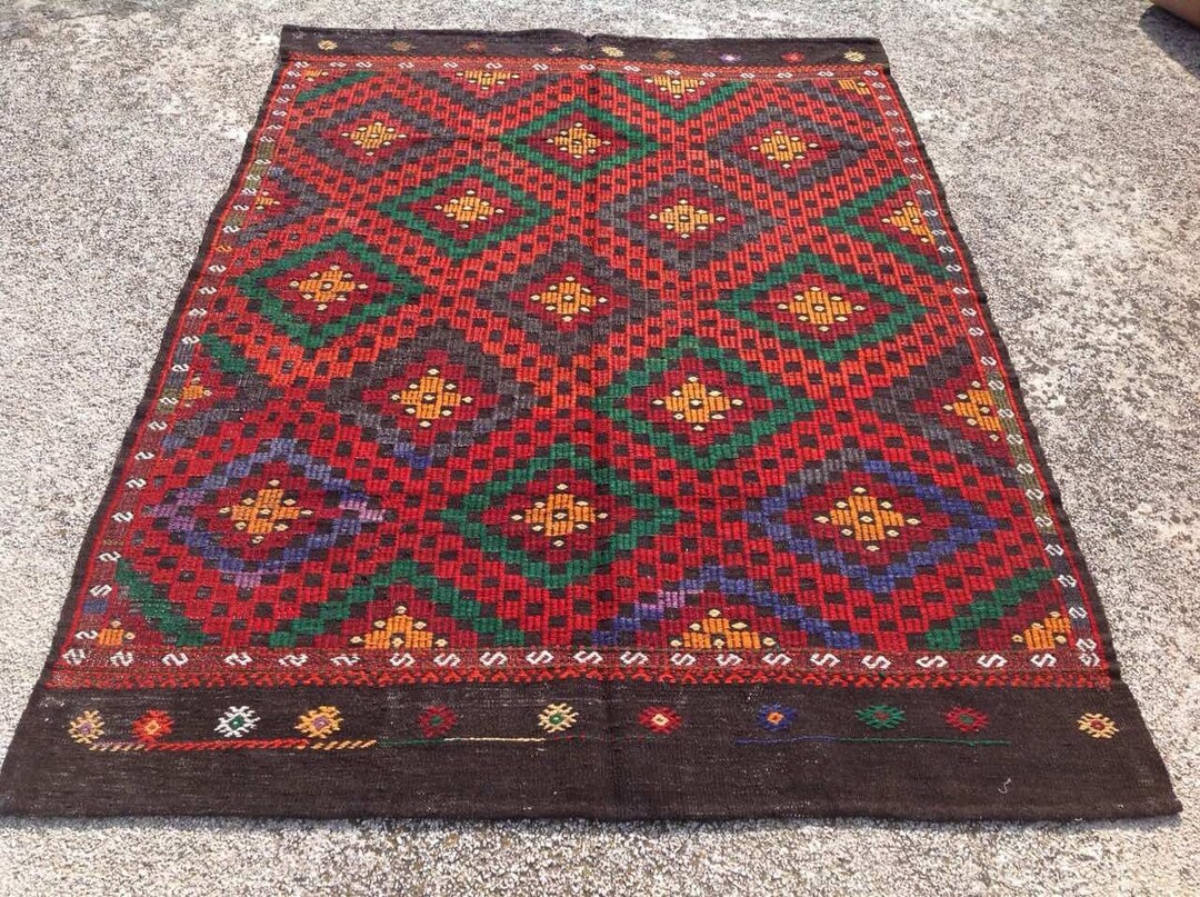 Geometric Rug, Diamond Desing Kilim Rug, Kilim, Kelim, Rug, Rugs ...