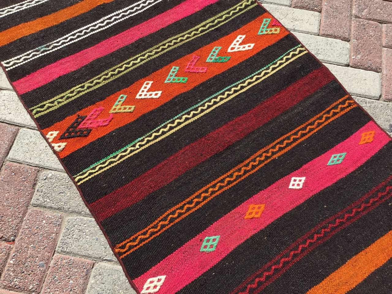 Kitchen Rug, Runner, 93" X 31.5", Vintage Turkish Kilim Runner Rug ...