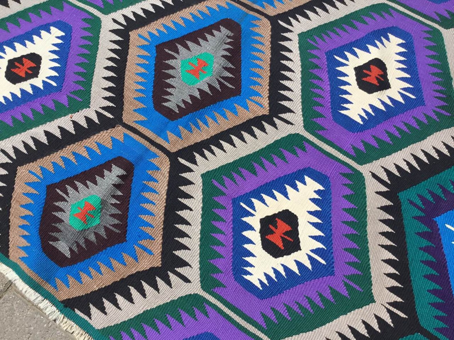 Bright Kilim Blue Kilim Purple Kilim Vintage Turkish Rug - Etsy