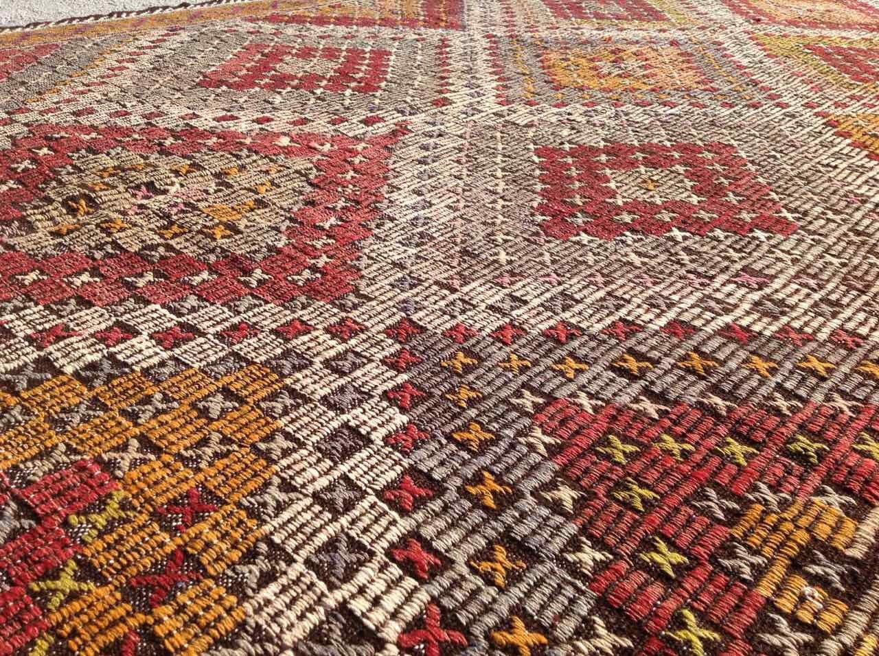 Kilim Rug, Embroidered Kilim Rug, 137" X 81", Area Rug, Kilim, Kelim ...