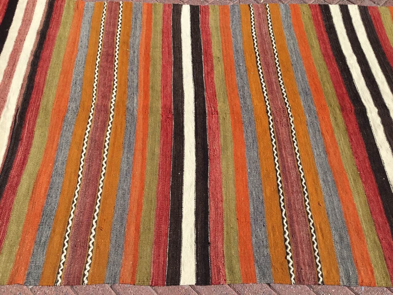 Striped Kilim Rug Orange Area Rug 103 X 61 | Etsy