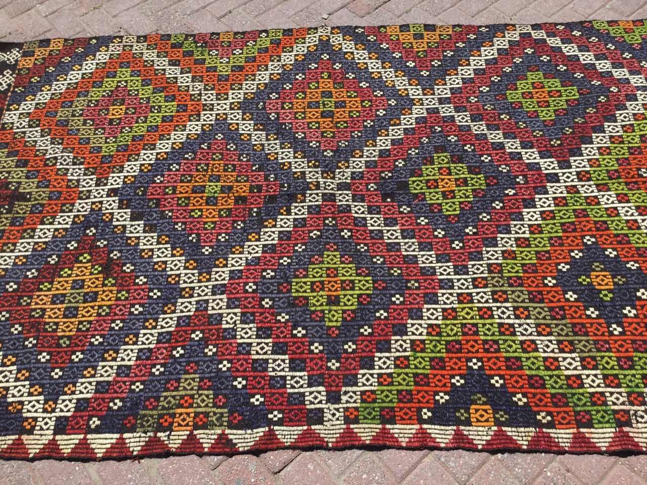Geometric rug Embroidered Kilim rug 105 X 62 | Etsy