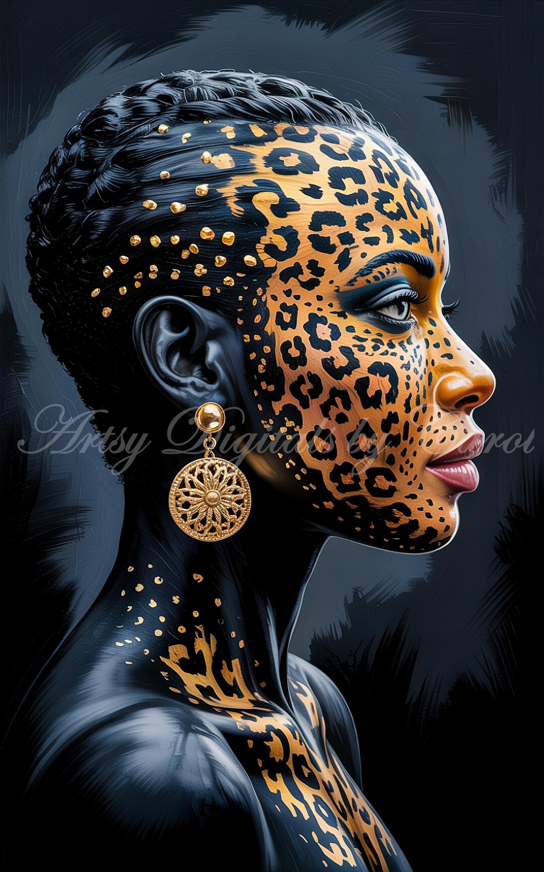 Black Leopard Woman Portrait: High-fashion Wall Art (digital Download ...