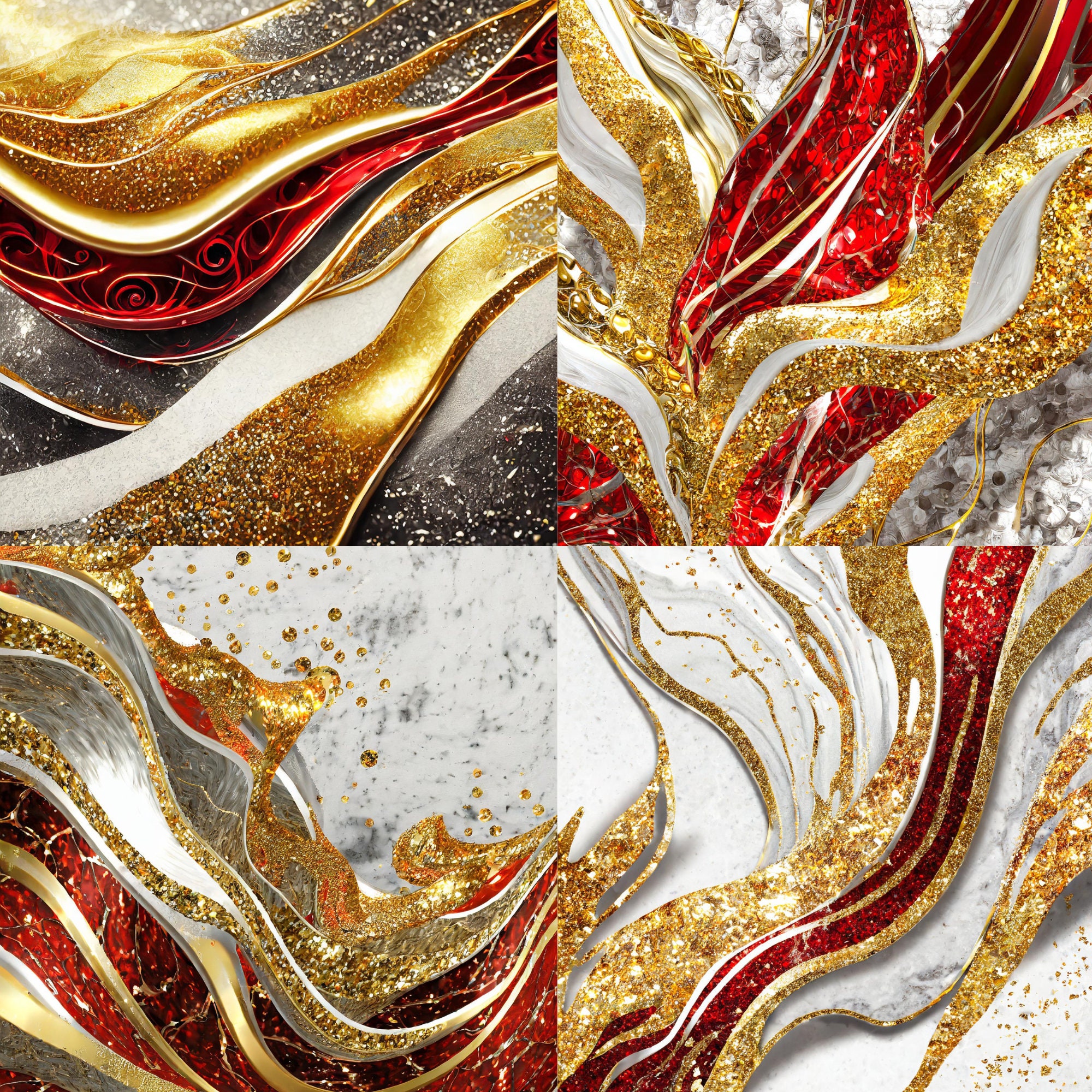 3d Red Marble Swirl Gold Metallics White Silver Patterns, Shiny Gold ...