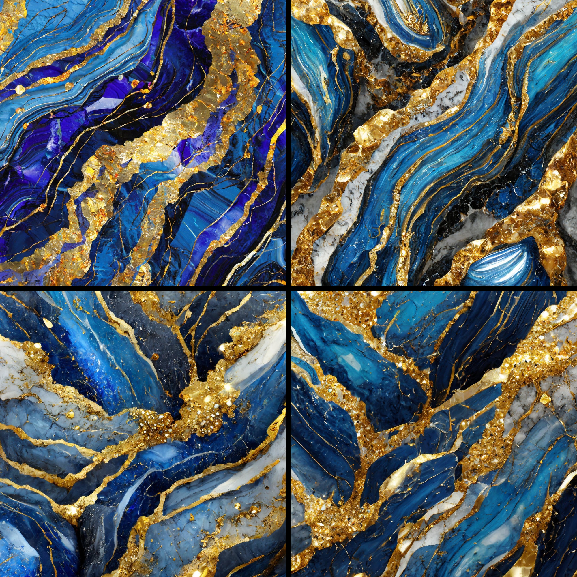 Sky Blue Gold Geode Marble Texture: Luxury Digital Backgrounds, Wall ...