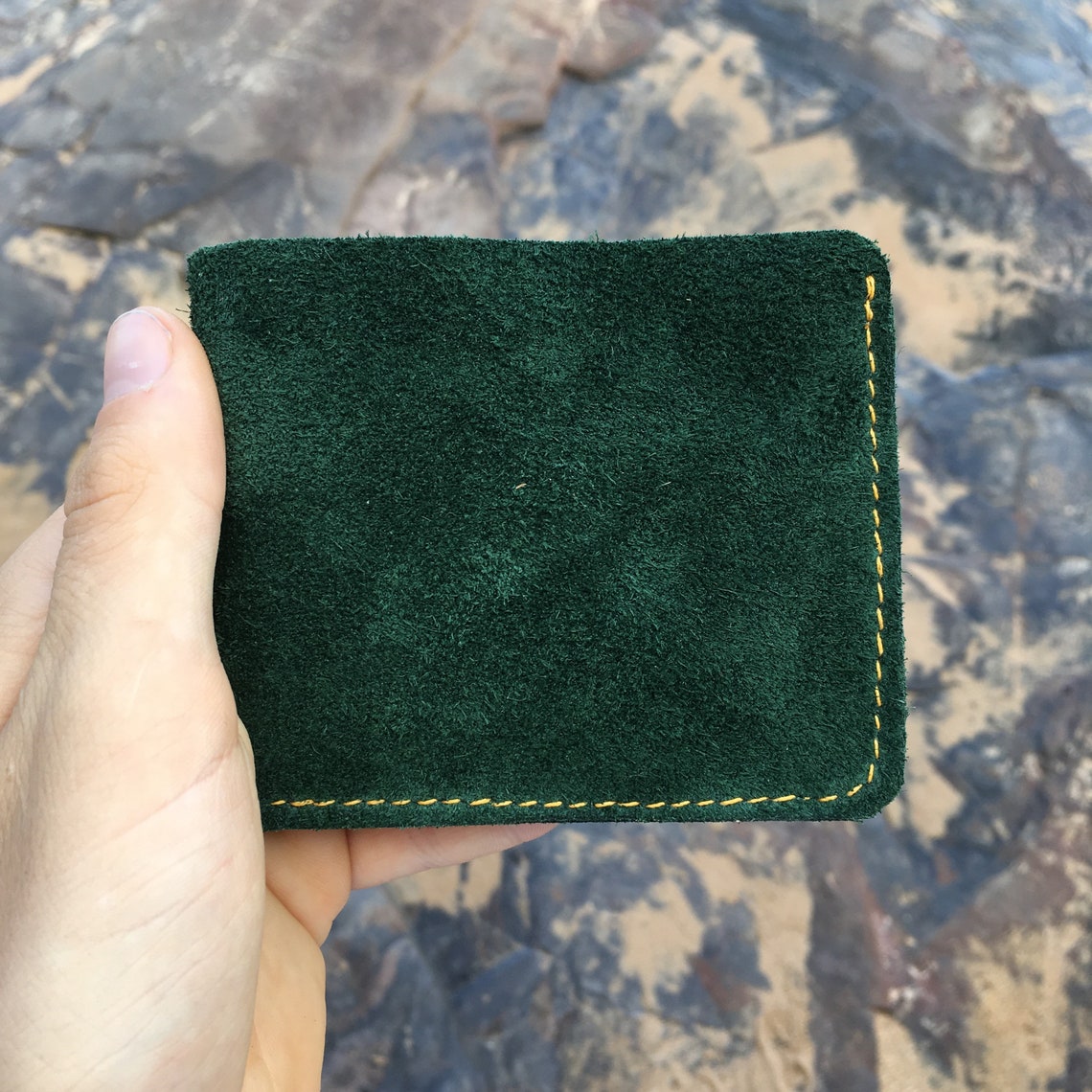 Green Suede Wallet Mens Wallet Suede Billfold Australian - Etsy