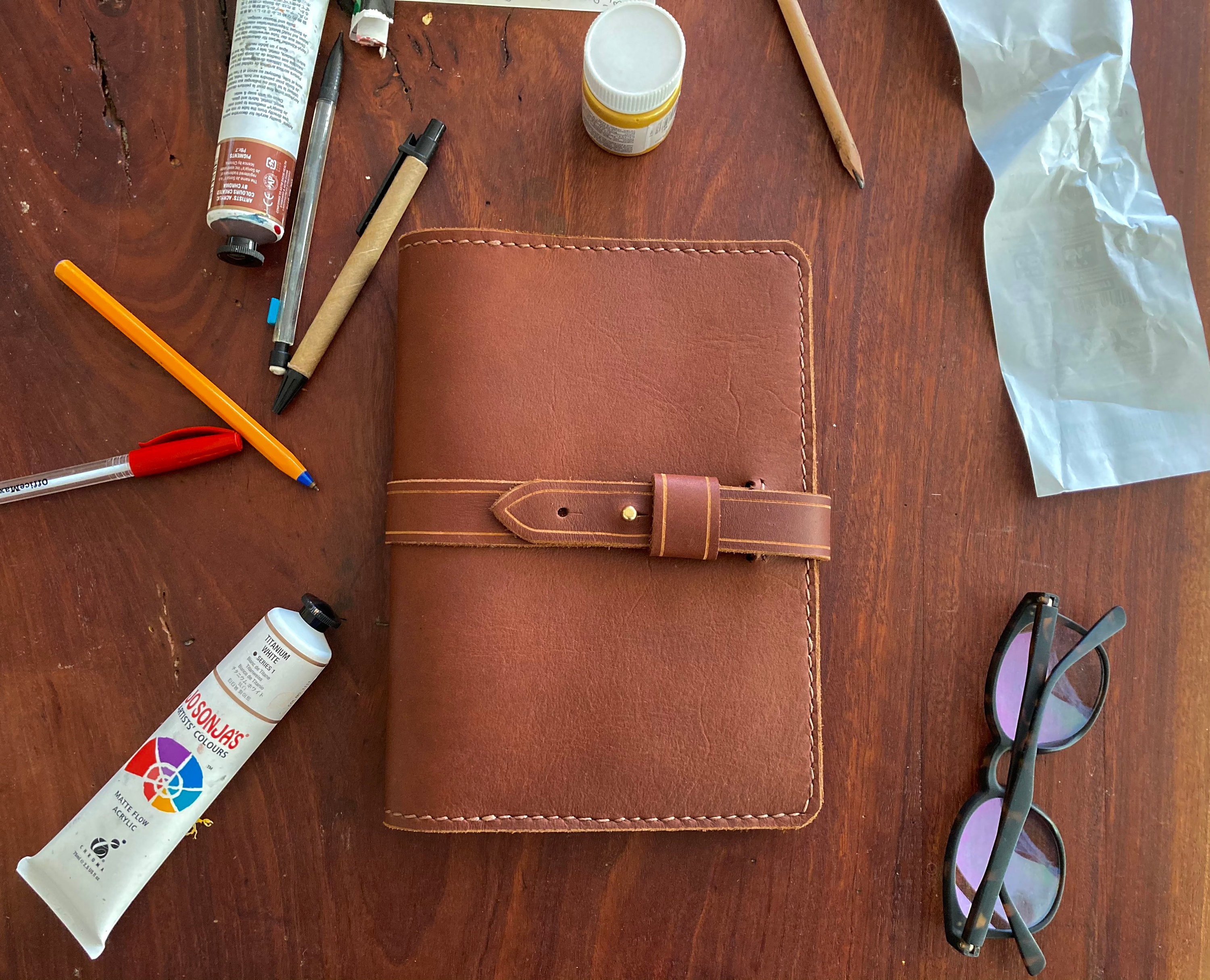 A5 Leather Journal Cover Book Cover Leather Notebook Cover - Etsy