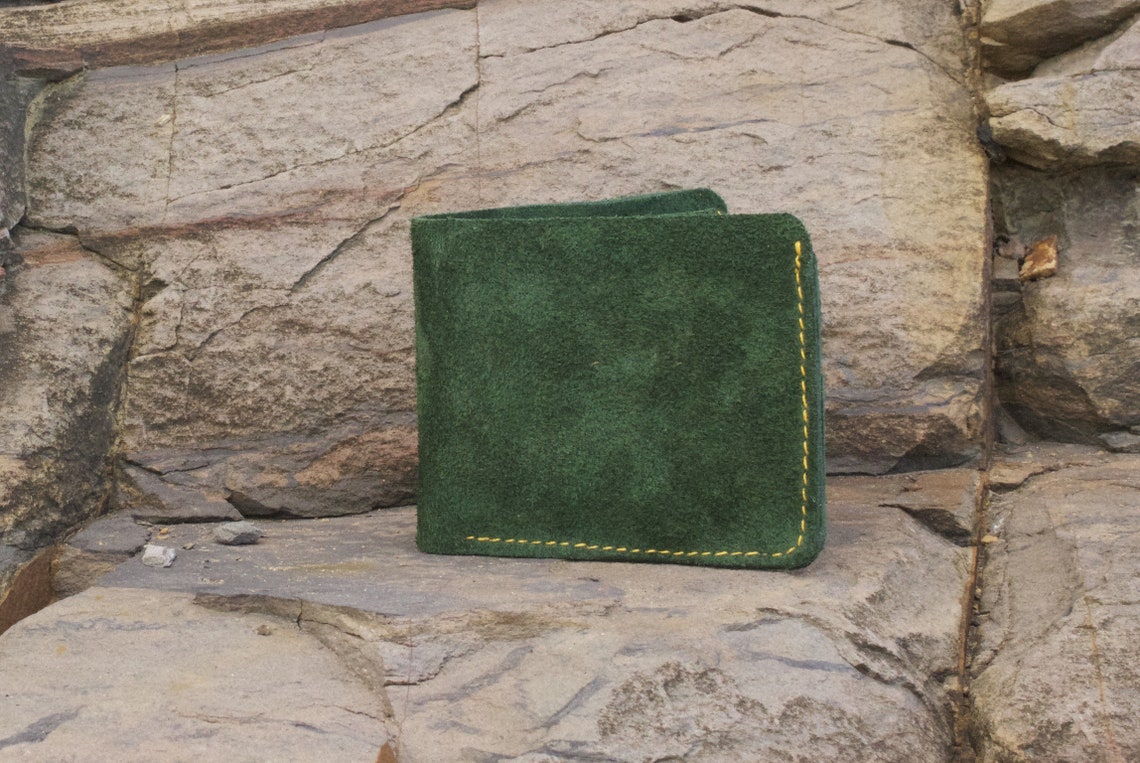 Green Suede Wallet Mens Wallet Suede Billfold Australian | Etsy